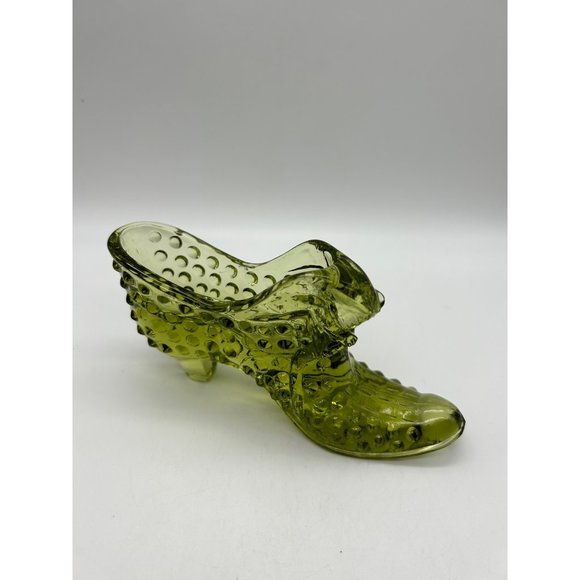 Fenton | Accents | Fenton Green Hobnail Glass Slipper Shoe 55 | Poshmark